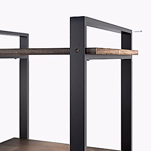 ZINUS Brock Etagere Bookcase with Hanging Storage / 4-Shelf Bookcase / Metal Frame / Solid Acacia Wood / Easy Assembly