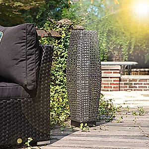 Grand patio Outdoor Solar Powered Resin Wicker Floor Lamp, Outdoor Weather-Resistant Deck Light, for Garden or Porch -Large Fuji, Silver Gray