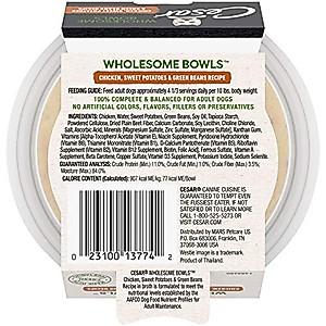 CESAR WHOLESOME BOWLS Adult Soft Wet Dog Food Toppers Chicken, Sweet Potato & Green Beans Recipe, (10) 3 oz. Bowls