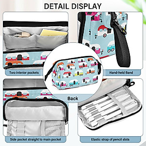 IHCVHQX Pencil Case Happy Camper Caravan Large Capacity Pencil Pouch Stationery Bag School College Office Organizer for Teens Boys Girls Adults Student