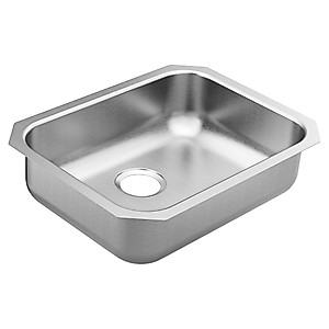 Moen GS20193B 2000 Series 23.5-inch 20 Gauge Undermount Single Bowl Stainless Steel Kitchen or Bar Sink Rear Drain, N/A