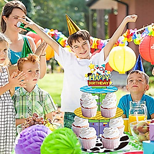 RTHPY 3-Tier Cartoon Story Cupcake Stand Cardboard Cake Stand Dessert Tower Holder for Toy Theme Birthday