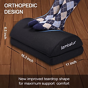 Lamtetur Footrest for Under Desk at Work with 1 Optional Covers for Replacing– Adjustable Memory Foam Foot Rest for Office Chair & Gaming Chair – Ergonomic Design for Back & Hip Pain Relief (Black)