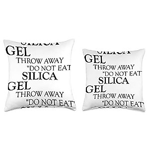 Silly Snacky Snacks DO NOT EAT SILICA GEL Desiccant Silica Gel DO NOT EAT Away Black Throw Pillow, 16x16, Multicolor