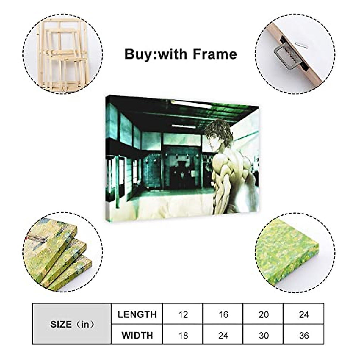 Baki The Grappler Hanma Anime Poster (19) Canvas Poster Bedroom Decor Sports Landscape Office Room Decor Gift Frame-style Frame-style12x18inch(30x45cm)