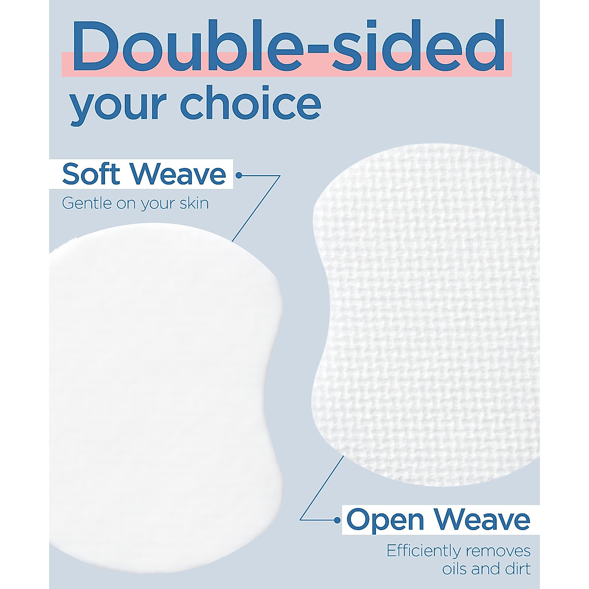 KADRIAN Double-Sided Facial Pads - Lint free - for Makeup Remover and Toner - Rayon face pads for toner and cleasing - Rayon not cotton balls - Exfoliating cotton rounds for face (180 Pads)