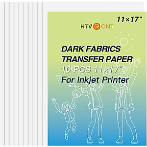 HTVRONT Heat Transfer Paper for Dark T Shirts -10 Pack 11x17" Iron on Transfer Paper for Inkjet Printer, Easy to Use Printable Heat Transfer Vinyl, Vibrant Color, Durable & Soft