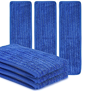 Matthew 18'' Microfiber Mop Replacement Pads for Wet Dry Reusable Mops Floor Home Commercial Cleaning Refills, Machine Washable Compatible with Bona Mop&Any Microfiber Flat Mop System Blue (3 Pack)