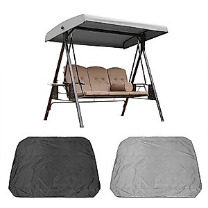 belupai Patio Swing Chair Canopy Replacement, 75 x 47 in Replacement Waterproof Swing Top Cover Silver Coated Oxford Swing Chair Top Cover for Garden Patio Yard Park Porch Seat Furniture(Gray)