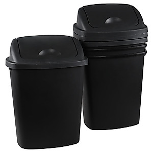 Minekkyes Office Trash Can with Lid, 8 Gallon Kitchen Garbage Can, Plastic Durable Waste and Recycle Bin (Set of 4, Black)