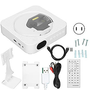 Jopwkuin Portable DVD Players CD Player Wall Mountable KC606 Dual Speakers Home DVD Players with CD, DVD, CD R/RW, DVD R/+R, DVD+RW/RW, VCD, U Disk Play Function for Language Learning(US Plug)