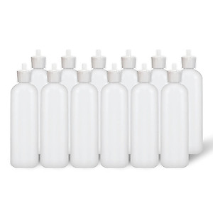 MoYo Natural Labs 4 oz Squirt Bottles, Squeezable Empty Travel Containers, BPA Free HDPE Plastic for Essential Oils and Liquids, Toiletry/Cosmetic Bottles (Neck 20-410) (Pack of 12, White HDPE)