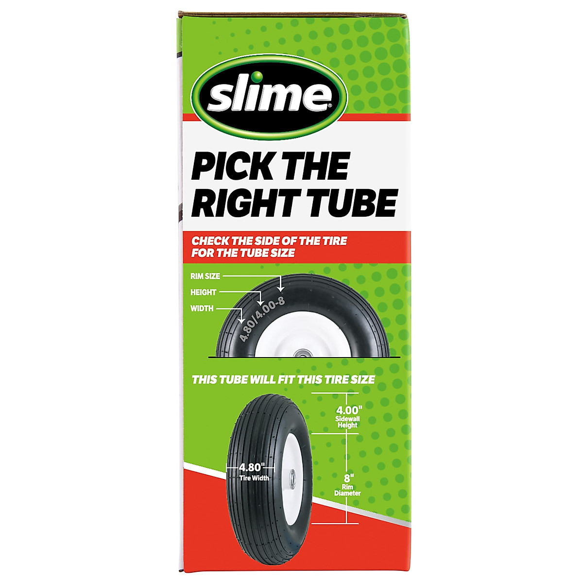 Slime 30012 Inner Tube for wheelbarrows, Lawn Mowers, Trailers, Tractors, Golf Carts, 4-Wheelers and More, Extra Strong, Includes Self-Sealing Sealant, Heavy Duty, Replacement, 4.80/4.0-8"