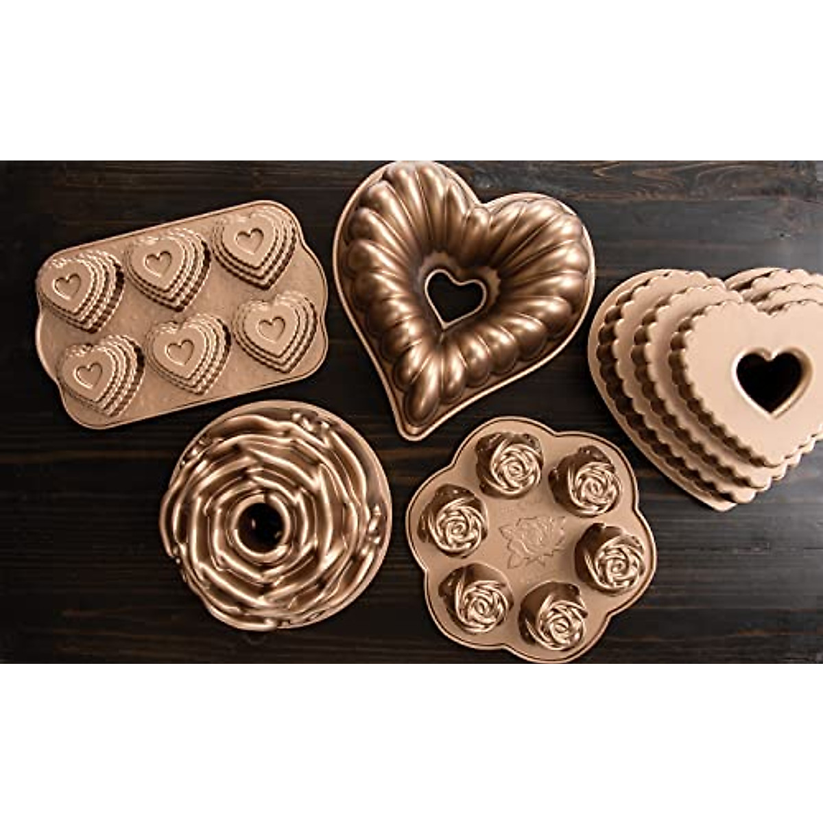 Nordic Ware Elegant Heart Bundt, 10 Cup, Toffee