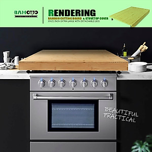 30 x 21 in Extra Large Bamboo Cutting Board and Stovetop Cover, Stove Top Cover Chopping Board with Detachable Legs and Juice Groove, Sink Cover Board, for Restaurant Kitchen Countertop