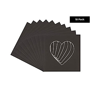 CountryArtHouse Black Acid Free 12x12 Heart Picture Frame Mat with White Core Bevel Cut for 8x8 Pictures - Fits 12x12 Frame - Pack of 10 Matboards