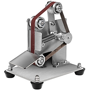 Mini Belt Sander Bench Metal Grinder Knife Making Small Electric Sharpening Machine with 10PCS Sanding Belt Tool Kit 7 Power Speed Polisher for DIY Wood Working Apex Edge Polishing Lijadora de Banda