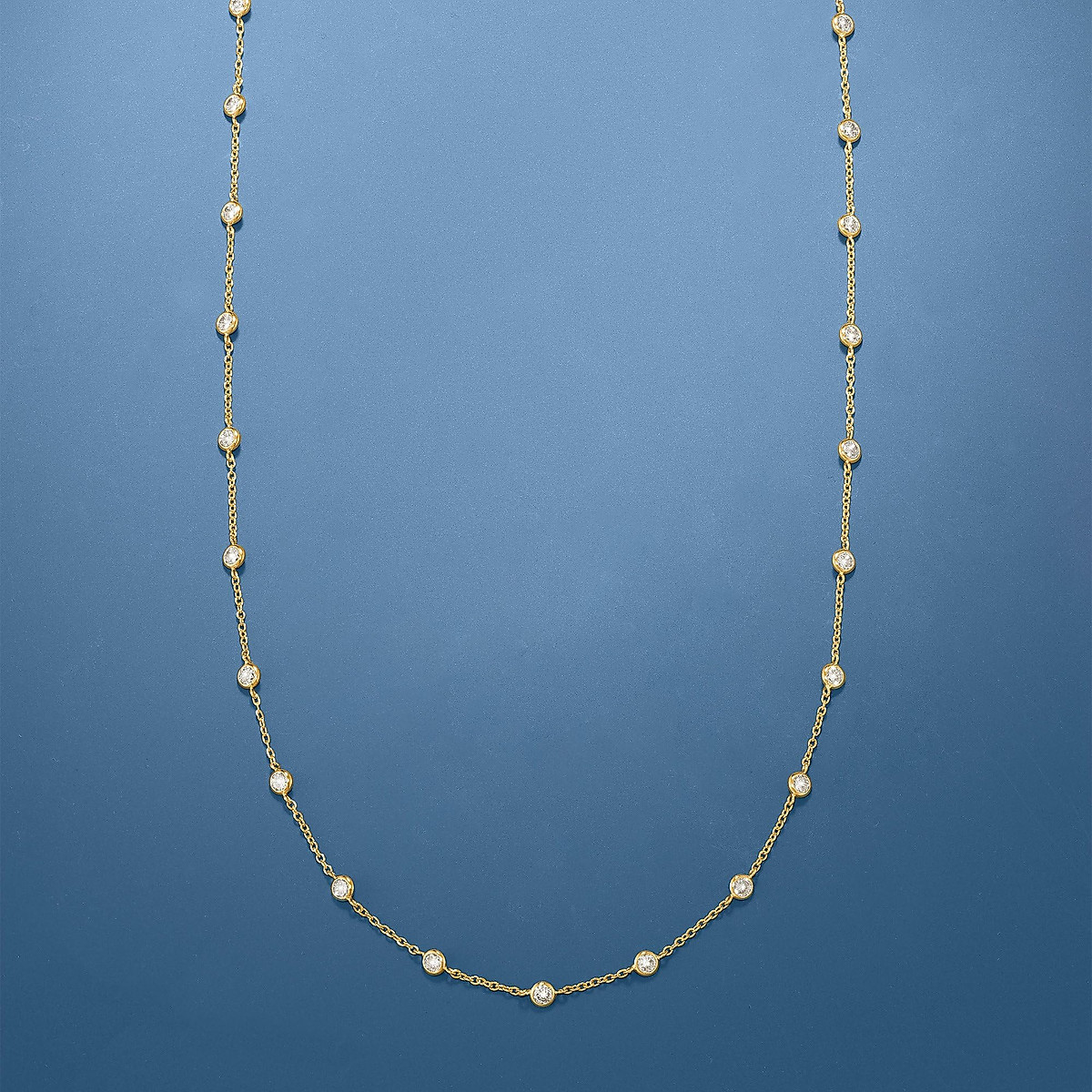 Ross-Simons 4.50 ct. t.w. CZ Station Necklace