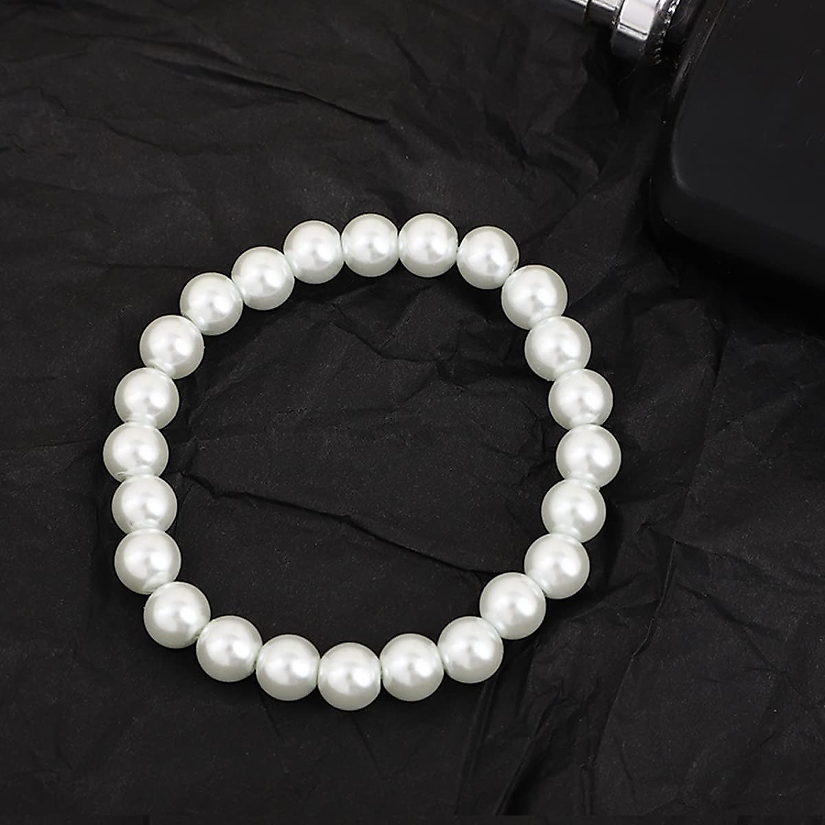 GRAZIOSO Faux Pearl Necklace Set for Women Girls, 8mm Pearl Earrings Bracelet 3 pcs Pearl Jewelry, Birthday Christmas Gift for Brides Mom Wife Sister Best Friend, Gift Box (B)