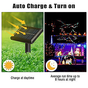 Yescom Solar String Lights 36FT 100 LED Waterproof RGBY Solar Xmas Lights Outdoor Decoration for Wedding Party Garden Tree Yard