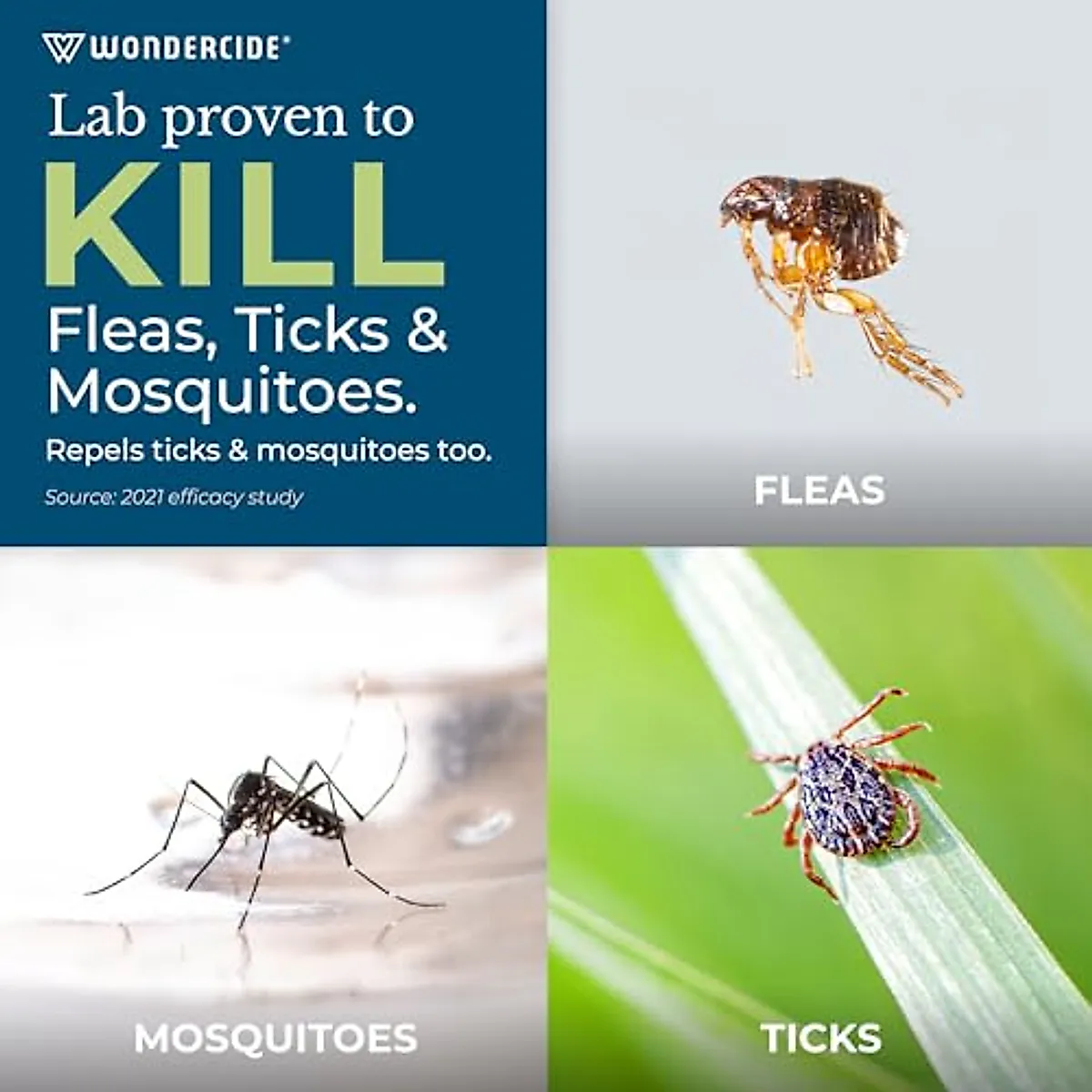 Wondercide - Flea and Tick Spray Concentrate for Yard and Garden with Natural Essential Oils – Kill, Control, Prevent, Fleas, Ticks, Mosquitoes and Insects - Safe Around Pets, Plants, Kids - 32 oz