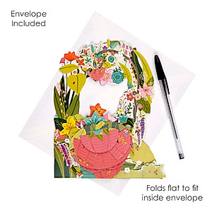 SANTORO Pendulum, 3D Pop Up Greeting Card - Floral Hanging Basket - For Her, For Mum, Birthday, Mothers Day, Any Occasion