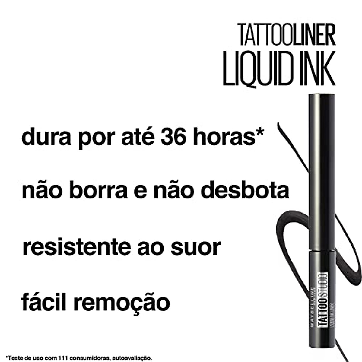 Maybelline New York Tattoo Studio Liquid Ink Eyeliner Makeup, up to 36HR Wear, Sweat Resistant, Smudge Resistant, Ink Black, 0.08 Fl.Oz