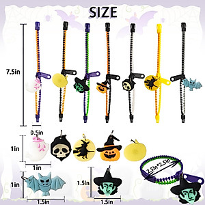Kids Halloween Party Favors Zipper Bracelets, 28 Pack Glow in the Dark Halloween Zipper Wristbands for Kids Halloween Gifts, Halloween Giveaways, Halloween Goodie Bag Fillers, Kids Halloween Supplies