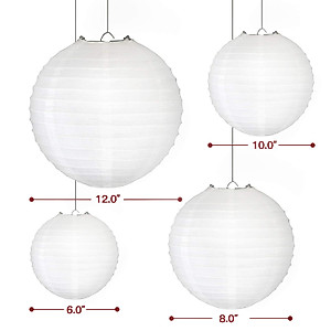 Novelty Place 8 inch White Paper Lanterns (Pack of 10) - Great Chinese/Japanese Home, Party & Wedding Decorations
