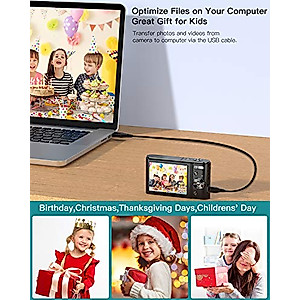 Digital Camera 2.7K Ultra HD Mini Camera 44MP 2.8 Inch LCD Screen Rechargeable Students Compact Camera Pocket Camera with 16X Digital Zoom YouTube Vlogging Camera for Kids,Adult,Beginners(Black)