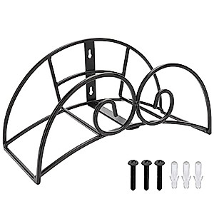 Water Hose Holder Wall Mount, Outdoor Hose Hook, Garden Hose Hanger for Outside, Heavy Duty Metal Hose Organizer Rack, Black