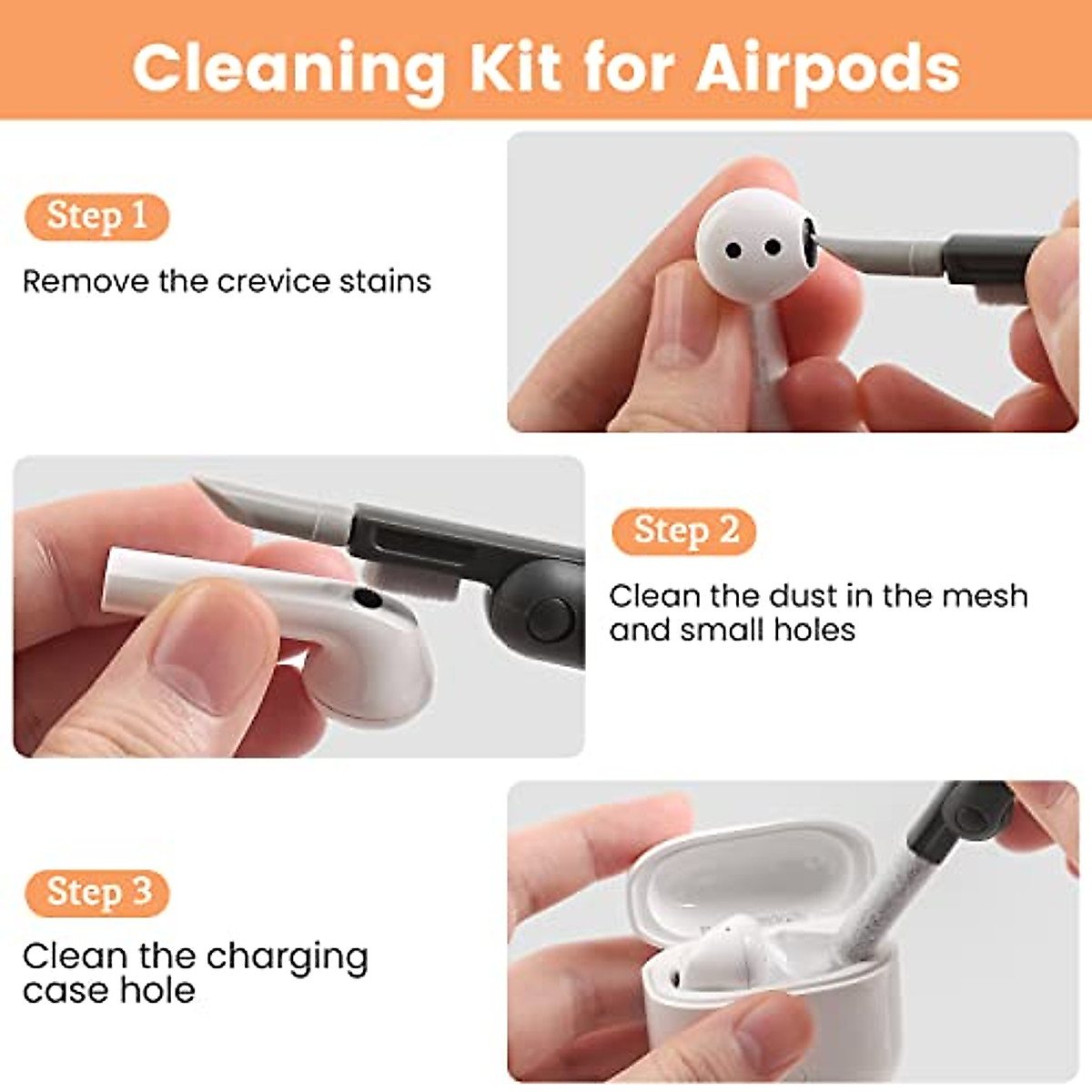 7 in 1 Electronic Cleaner kit, Cleaning Kit for monitor Keyboard Airpods MacBook iPad iPhone iPod, Screen Dust Brush Including Soft Sweep, Swipe, Airpod Cleaner Pen, Key Puller and Spray Bottle (Grey)