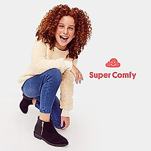 FabKids Girls Boots Glitter Ankle Short Booties Side Zipper Riding Boot Low Heels Dress Boot Shoes For Big Kid Size 5