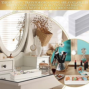 4 Pack Plastic Drawer Organizer 9.5 x 3 x 1.4 Inch Tabletop Organizer Tray Stationery Holder White Half Accessory Tray Stackable Storage Container for Vanity Office Home Utensils Gadgets Shelf Kitchen