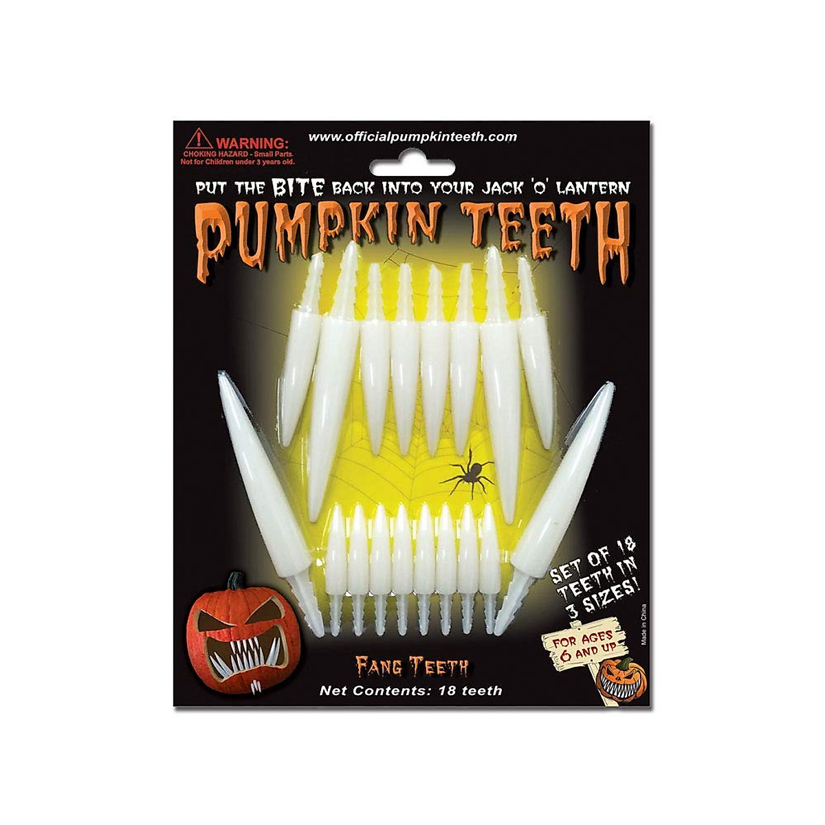 Halloween Pumpkin Carving Kit - Pumpkin Teeth for your Jack O' Lantern (White - 18 Fang, 18 Shark, 18 Buck)