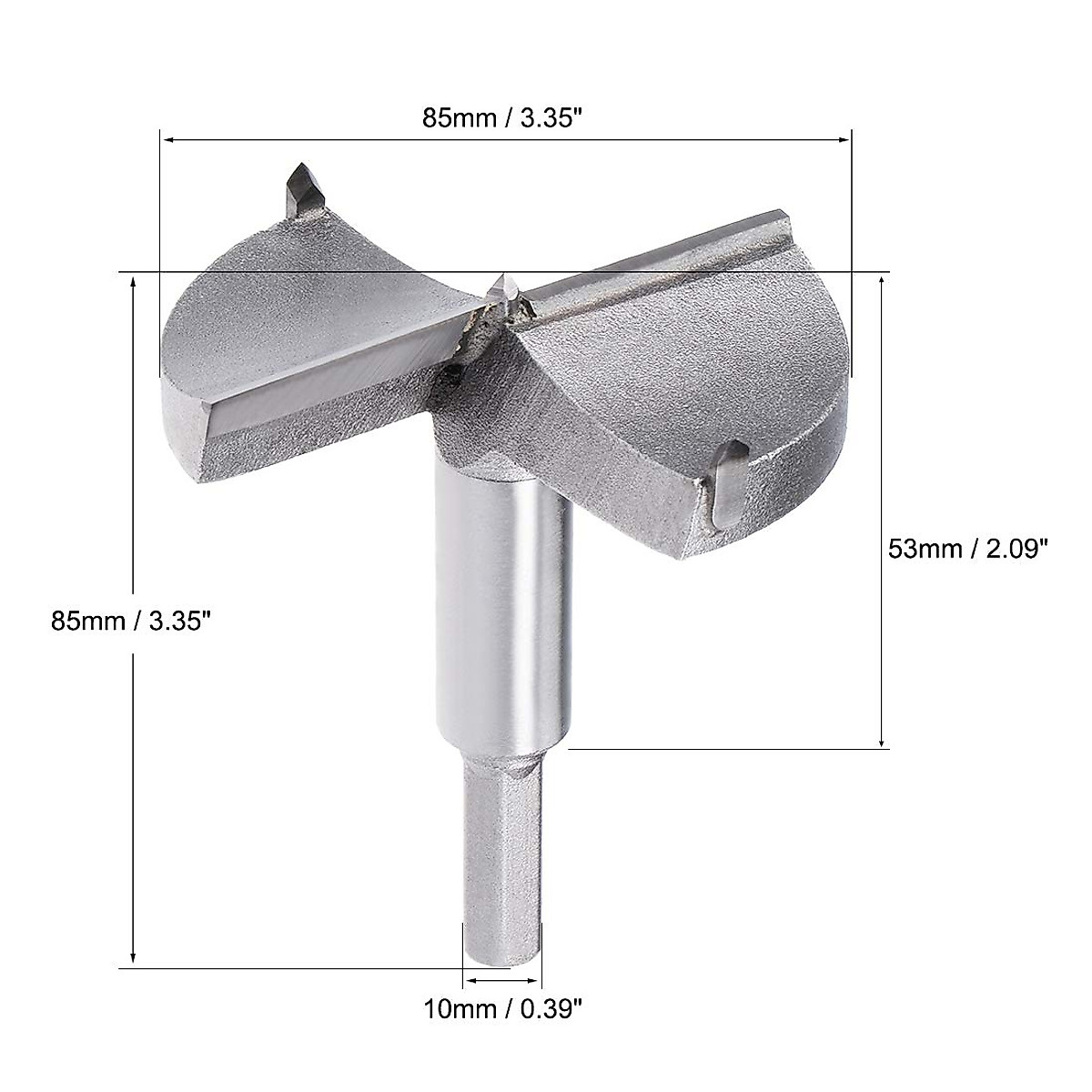 uxcell Forstner Drill Bits 85mm, Tungsten Carbide Wood Hole Saw Auger Opener, Woodworking Hinge Hole Drilling Boring Bit Cutter (Gray)