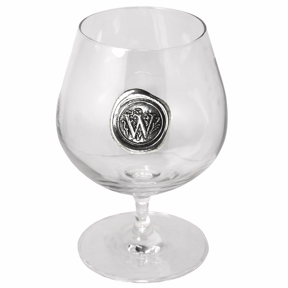 English Pewter Company 14.5oz Brandy Cognac Snifter Glass With Monogram Initial - Personalized Gift With Your Choice of Initial (W) [MON223]