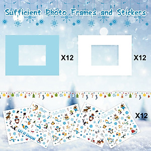 Capoda 24 Pack Winter Picture Craft Kits, Snow DIY Paper Photo Frames Craft for Kids, Falling Snow Craft for Kids Home School Game Activities Winter Christmas Party Favors, 6.3 x 4.7 Inches (Fresh)
