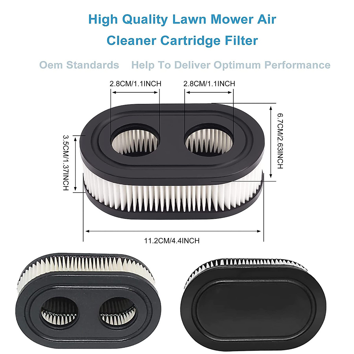 593260 Air Filter 593260 798452 334404 Air Cleaner Cartridge Filter, Lawn Mower Air Cleaner Replacement Filters for 4247 5432 5432k 09P00 09P702 550E 500EX 550EX 625 575EX Series Engine (2Pcs)