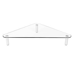 Kantek Corner Desk Glass Computer Monitor Stand Riser, 5mm Tempered Glass Platform, Holds Up to 40 Lbs, Keyboard Storage, 19.7" X 11" X 3.25", Clear