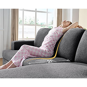 VanAcc 89 Inch Convertible Sofa with Storage, Reversible L Shape Sofa Couch with Chaise, Comfy Couches for Living Room, Grey Bouclé