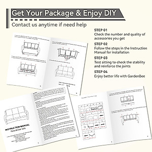 Gardenbee Outdoor Couch Wicker Patio Sofa - 3-Seat Patio Sofa with Deep Seating and Comfortable Cushions, Beige