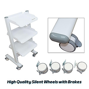 fonhunt Dental Mobile Cart 3-Layers Cart Multi-Function Rolling Trolley Built-in Socket, 40kg/88lbs Load Capacity for Dental Lab, Hospital and Beauty Salon