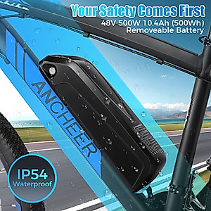 ANCHEER 27.5'' Electric Bike 500W(Peak 750W) Electric Mountain Bike, 55 Miles Range & 22 MPH, 3H Fast Charge, 48V/10.4Ah Removable Battery, Electric Bike for Adult 21 Speed (Hummer, Blue)