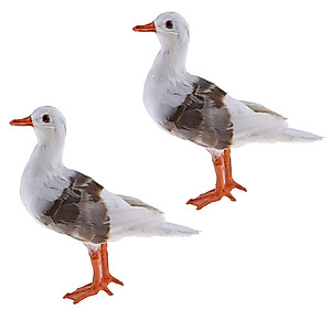 Baoblaze 2Pcs Realistic Seagull Bird Home Garden Decoration Artificial Feathered