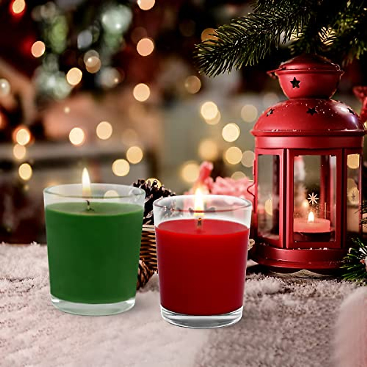 Set of 6 Green Votive Candles for Home Decoration Christmas Spring and St. Patrick's Day, 3oz Unscented Soy Wax Candle Filled in Clear Glass for Weddings Holidays Party and DIY