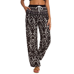 Urban CoCo Women's Floral Print Boho Pants Harem Pants Jogger Pants (#21, XL)