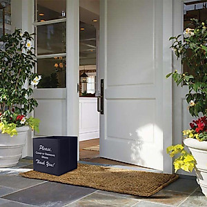 Opret Large Shoe Cover Box Black, Real Estate Agent Supplies, Disposable Shoe Cover Dispenser Box for Open House, Please Cover or Remove Shoes, Foldable Storage Bin for Shoe Bootie