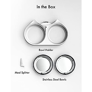 PETLIBRO Pet Food Splitter with Stainless Steel Bowls, Automatic Cat Feeder Bowls for Two Cats or Dogs, Suitable for PETLIBRO Automatic Cat Feeder PLAF005, PLAF006, PLAF103, PLAF203