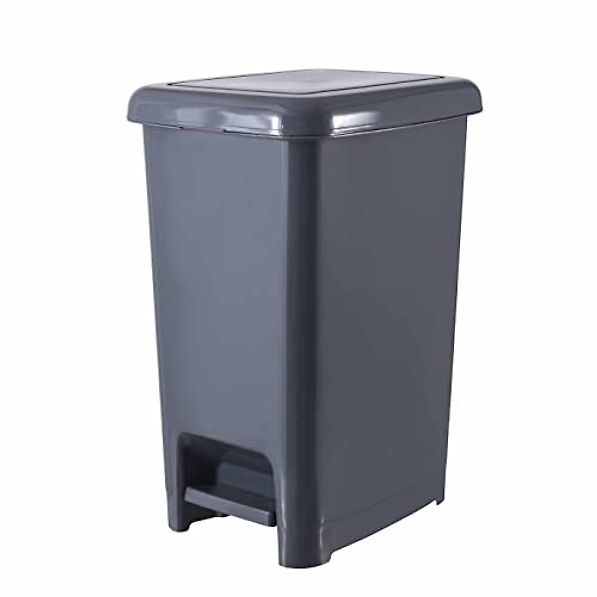 Superio Slim Trash Can with Foot Pedal – 10.5 Gallon Step-On Trash Can with Lid, Large Plastic Garbage Can, Trashcan for Bathroom, Kitchen, Office,Bedroom, Dorm Room, Patio, – Onyx Grey